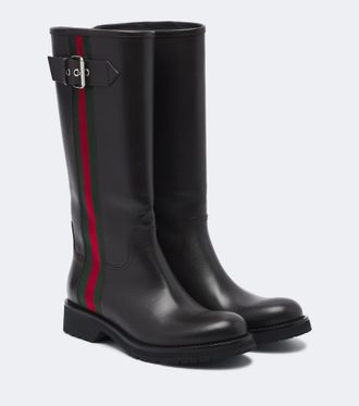 Gucci Bottes Web Stripe en cuir