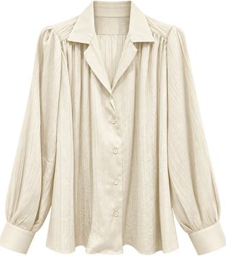 Mars&eacute;m Marsem - Chemisier Fluide en Viscose - Femme - Blouses et Chemises - Beige - Taille: 42 FR