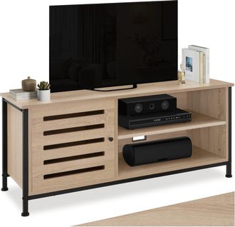 TecTake Lowboard, TV Schrank, Regal Kommode mit Schubladen und Ablagen, Sideboard Wohnzimmer 121,5 x 41,5 x 50,5 cm, Fernsehtisch, Möbel Schlafzimmer, TV Boar