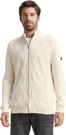 Tom Tailor Herren 1048738 Strickjacke mit Zopfmuster, 10348-Gardenia White, XL