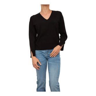 Nenette Femme, Pulls, Noir, Taille: 40 FR Haut noir col en V