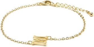 Luxenter Bracelet Alphabet finition or 18 carats - Lettre M, taille unique, Métal, Sans pierre précieuse