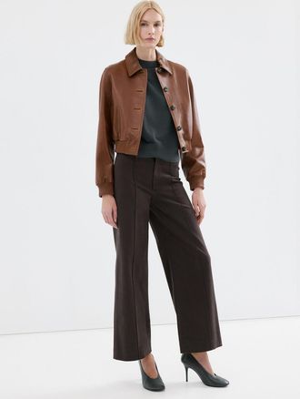 Mango Jeans mit weitem Bein, hoher Bund, Ziern&auml;hte schokolade - Damen - 32 - MANGO