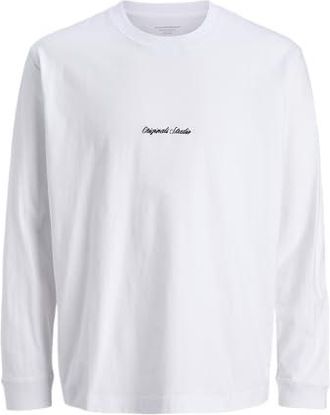 Jack & Jones Jornorrebro EMB Ls Crew Neck Tee, Blanc &eacute;clatant, L Hommes