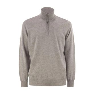 Brunello Cucinelli Half-Zip Kaschmirpullover - - Knitwear - Herren - Grau - L