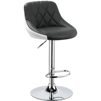 Woltu Woltu - Tabouret de Bar en Similicuir avec repose-pied, Chaise de bar Hauteur r&eacute;glable, Gris Blanc