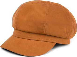 styleBREAKER Ladies Soft Fabric Balloon Cap, Peaked Hat Vintage Style, Bakerboy Slider Cap, Newsboy Cap 04023086, Couleur:Cognac