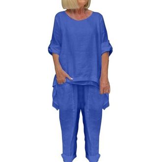 Generic Ensemble de v&ecirc;tements de d&eacute;tente pour femme - Tenue d&eacute;contract&eacute;e &agrave; manches longues - Pantalon large - Ensemble de jogging pour femme - 2 pi&egrave;ces - Gris