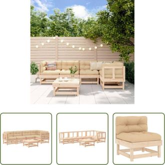 vidaXL Holzsofa - 6-tlg. Garten-Lounge-Set mit Kissen Massivholz