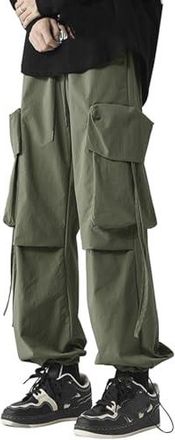 Generic Pantalon de surv&ecirc;tement respirant &agrave; coupe droite pour homme - Taille &eacute;lastique - L&eacute;ger et confortable, vert militaire, XXL