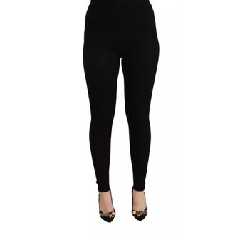 Dolce & Gabbana Schwarze- hoch taillierte Stretch-Leggings - - Trousers - Damen - Schwarzk - L