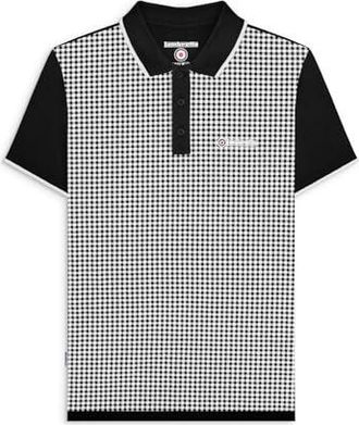 Lambretta Polo à manches courtes imprimé vichy pour homme, Noir, 3XL