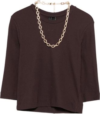 Pinko Pinko, Femme, Pulls, Brun, Taille: 36 FR Kimberly Cropped T-shirt