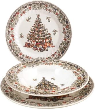 Churchill Season Greetings Tafelservice, Stone Ware, elfenbeinfarben, 18 Stück