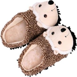 UPKOCH Pantoufles Cartoon H&eacute;risson Doublure Peluche Fluffy Antid&eacute;rapantes Int&eacute;rieur Femme Fille Confort Hiver Marron