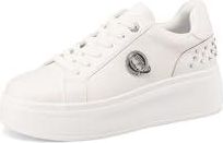 Queen Helena Baskets Platform Baskets avec strass pour femme X31-11, Blanc, 39 EU