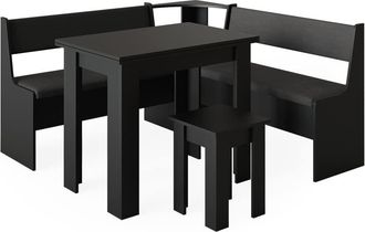 Vicco Eckbankgruppe Roman, Küchentisch, Schwarz, 150 x 150 cm mit Tisch