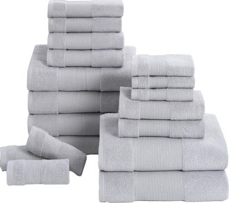 Modern Threads Air Cloud Handtuch-Set, 18-teilig, 100% Baumwolle, 500 g/m&sup2;, schnell trocknend und Pl&uuml;sch, Grau