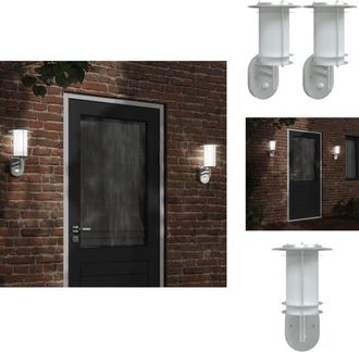 vidaXL Au&szlig;enwandleuchten mit Bewegungsmelder 2 Stk. Silbern Edelstahl - Outdoor-Beleuchtung - Wandleuchte - Bewegungsmelder - Edelstahl - Silber