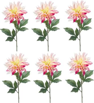 Generic 6er Set künstliche Dahlien mit XXL Blüte weiß rosa pink 60cm Emerald Kunstblumen
