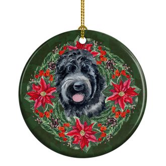 Generic Keramik Weihnachts Ornamente, H&auml;ngend Weihnachtsdeko, Schwarzer Russischer Terrier Weihnachtssternkranz, Christbaum Baumschmuck Anh&auml;nger, mit Seil