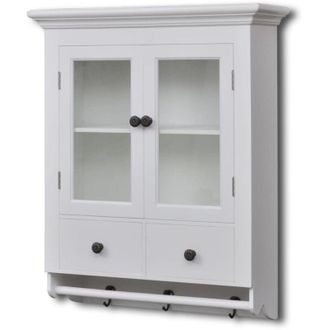 vidaXL Vidaxl - Placard mural de cuisine avec porte en verre Bois blanc