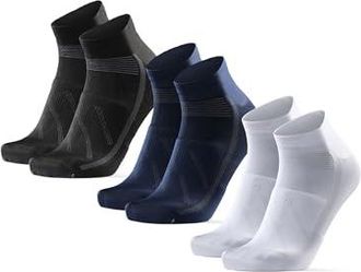 Danish Endurance Chaussettes Courtes pour Vélo sur Route et VTT, Respirantes, Idéal Cyclisme, 3 Paires, Multicolore (1x Noir, 1x Bleu, 1x Blanc), 35-38