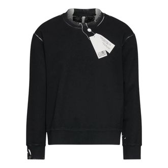 Maison Margiela Schwarzer Baumwoll-Rundhalsausschnitt-Sweatshirt - - Sweatshirts & Hoodies - Herren - Schwarzk - M