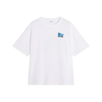 Maison Kitsun&eacute; Homme, Tops, Blanc, Taille: L T-shirt avec imprim&eacute; au dos