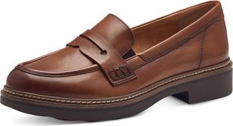 Tamaris Comfort Damen Slipper aus Leder Elegant, Braun (Cognac), 42 EU