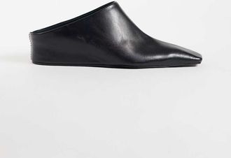 Asos Maeve Premium-Leder-Mules mit verdecktem Keilabsatz in Schwarz