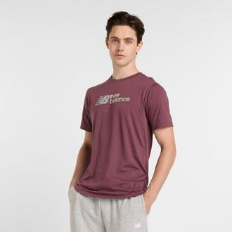 New Balance Homme Heathertech Linear T-Shirt en Mauve, Poly Knit, Taille XL