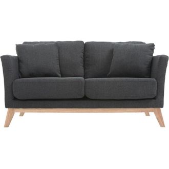 Miliboo Sofa skandinavisch 2 Pl&auml;tze Dunkelgrau und helle Holzbeine OSLO