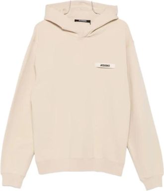 Jacquemus Homme, Sweatshirts et sweats à capuche, Beige, Taille: S Sweat à capuche Logo Patch Gros Grain