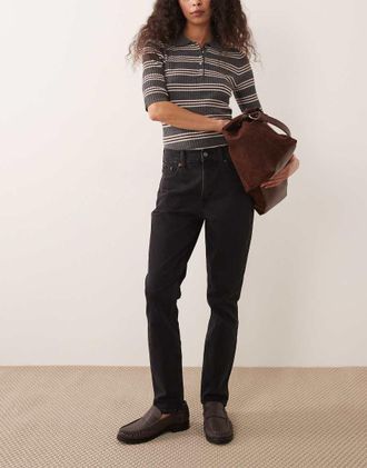 Abercrombie & Fitch Skinny-Fit-Jeans in Schwarz mit hohem Bund