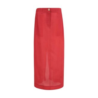 Khaite &Eacute;l&eacute;gante Jupe Midi en Organza de Soie - Femme - Jupes - Rouge - Taille: 38 FR