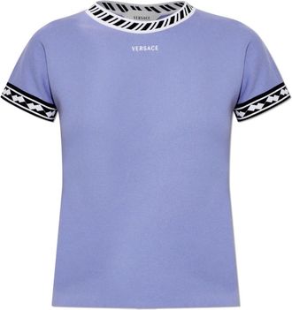Versace Femme, Tops, Violet, Taille: 42 FR Top avec logo brod&eacute;