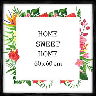 MG Design Schwarz Bilderrahmen 60 x 60 cm - Aus echtem Holz mit Acrylglas, zum Aufhängen & Aufstellen, für Fotos, Poster & Puzzle