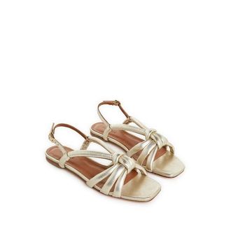 Saison 1865 Flache Ledersandalen - Gold