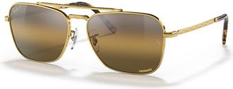 Ray-Ban New Caravan Sonnenbrillen Gold Fassung Braun Glas Polarisiert 55-15