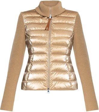 Moncler Jacke mit Kontrasteins&auml;tzen - Nude