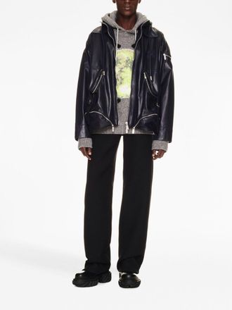 Off-white veste en cuir Arrow à détails de poches - Bleu