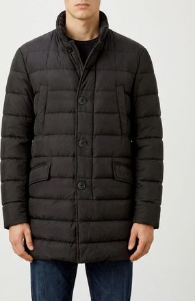 Herno Langer Stepp-Daunenmantel aus Nylon mit hohem Kragen und Knopfverschluss