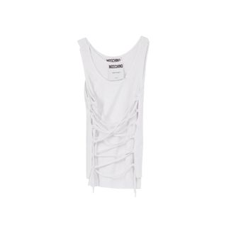 Moschino Wei&szlig;es &auml;rmelloses Spitzentop mit Rippenstruktur - - Tops - Damen - Wei&szlig; - M
