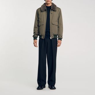 Sandro Blouson &agrave; col fourrure