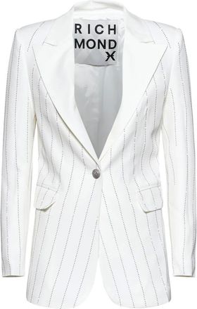 John Richmond Femme, Vestes, Blanc, Taille: 36 FR Blazer Crois&eacute; &agrave; Rayures Verticales