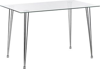 Beliani Rechteckiger Esstisch transparent/Silber Sicherheitsglas 120 x 70 cm Winston