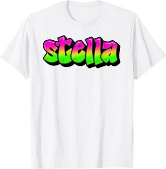 BDAZ Stella Graffiti Personalisierter Name Gr&uuml;n Rosa Frauen M&auml;dchen T-Shirt