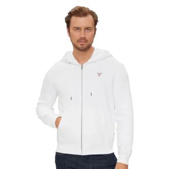 Guess Homme, Sweatshirts et sweats à capuche, Blanc, Taille: XS Sweat Blanc en Coton G Triangle