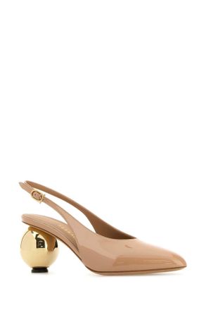 Ferragamo Womens Skin Pink Leather Tessie 70 Pumps Amarettibiscotto Upper: Bos Taurus Scarpe Con Tacco High Heel Shoes